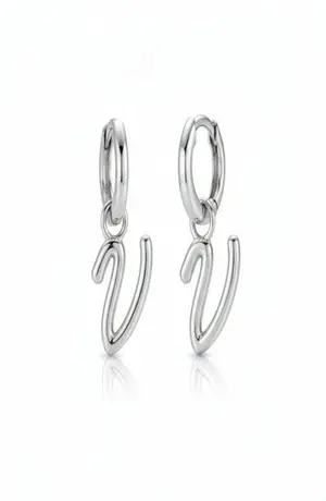 OAK & LUNA Mini Signature Initial Huggie Earrings Letter V