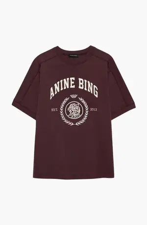 ANINE BING Jaylin Collegiate Tee - Fig
