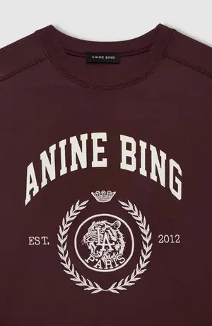 ANINE BING Jaylin Collegiate Tee - Fig