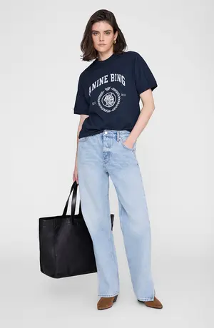 ANINE BING Jaylin Collegiate Tee Navy