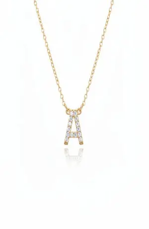 OAK & LUNA 14k Solid Gold Zoe Initial Necklace With Diamonds - Letter A