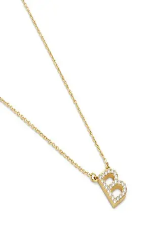OAK & LUNA 14k Solid Gold Zoe Initial Necklace With Diamonds - Letter B