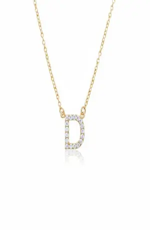 OAK & LUNA 14k Solid Gold Zoe Initial Necklace With Diamonds - Letter D