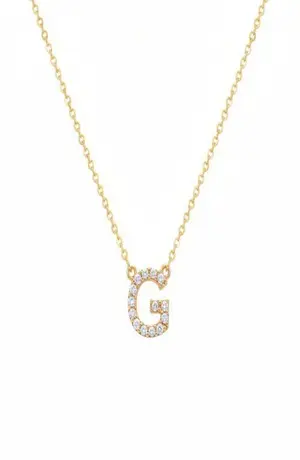OAK & LUNA 14k Solid Gold Zoe Initial Necklace With Diamonds - Letter G