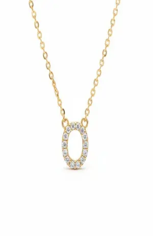 OAK & LUNA 14k Solid Gold Zoe Initial Necklace With Diamonds - Letter O