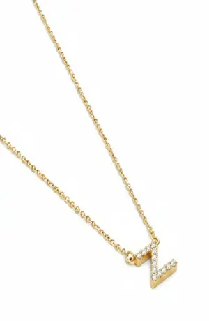 OAK & LUNA 14k Solid Gold Zoe Initial Necklace With Diamonds - Letter Z