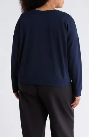 Eileen Fisher Crop Organic Cotton Sweatshirt - Ink
