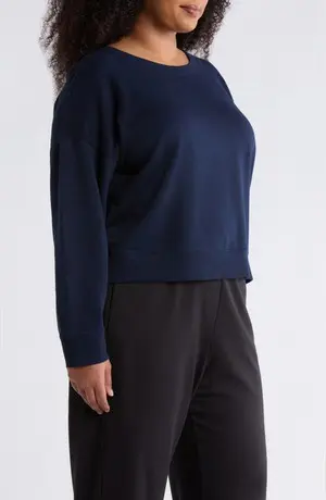 Eileen Fisher Crop Organic Cotton Sweatshirt - Ink
