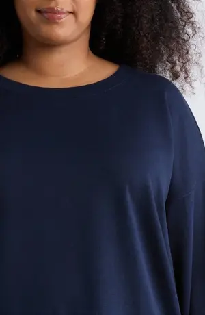 Eileen Fisher Crop Organic Cotton Sweatshirt - Ink