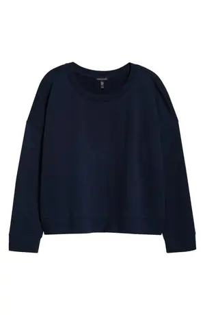 Eileen Fisher Crop Organic Cotton Sweatshirt - Ink