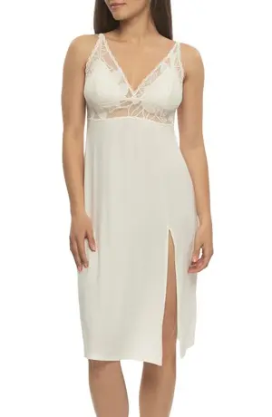 Felina Annalisa Lace Trim Chemise - Whisper White