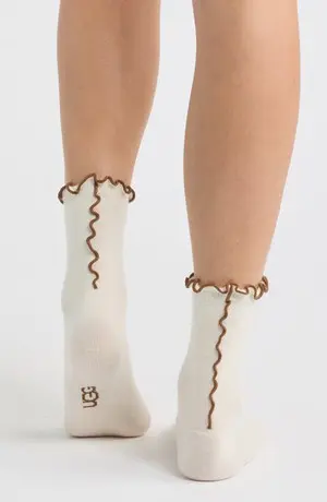 UGG Karsyn Ii Lettuce Edge Quarter Socks - Vanille/chestnut