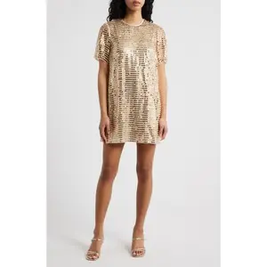Saylor Stara Sequin Cocktail Shift Minidress - Gold