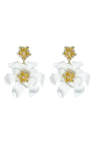 Ted Baker London Fulva Furled Flower Enamel Drop Earrings - Metallic Gold