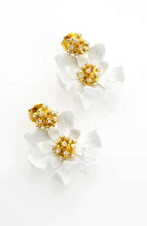 Ted Baker London Furled Flower Enamel Drop Earrings