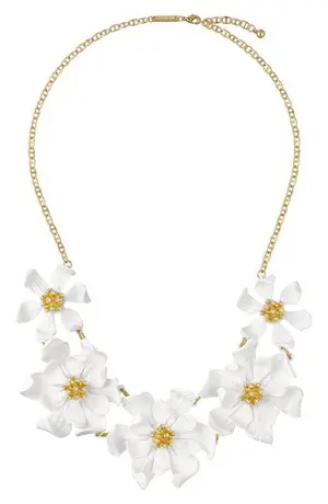 Ted Baker London Fulla Furled Flower Enamel Charm Necklace - Metallic Gold