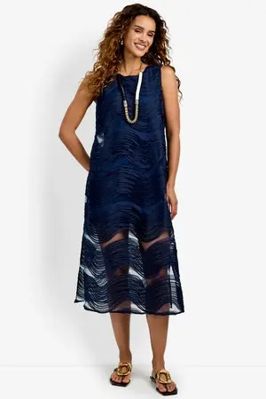 Trina Turk Belisama Organza Midi Dress - Ink