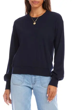 Karen Kane Rib Trim Sweatshirt - Navy