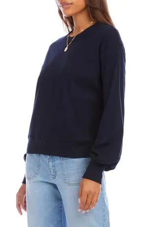 Karen Kane Rib Trim Sweatshirt - Navy