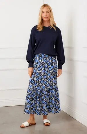 Karen Kane Rib Trim Sweatshirt - Navy