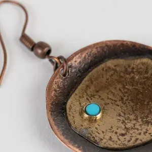 TEN THOUSAND VILLAGES Adrift Hammered Copper Drop Earrings