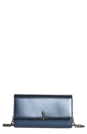 CHRISTIAN LOUBOUTIN Bettina Metallic Leather Wallet On A Chain - 4365 Last Night/gun Metal