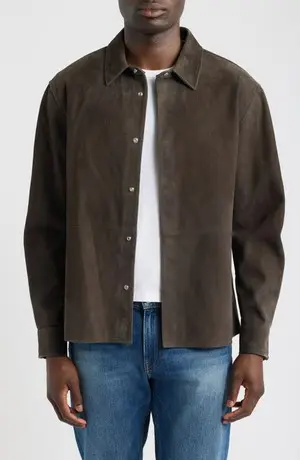 FRAME Suede Shirt Jacket - Dark Brown