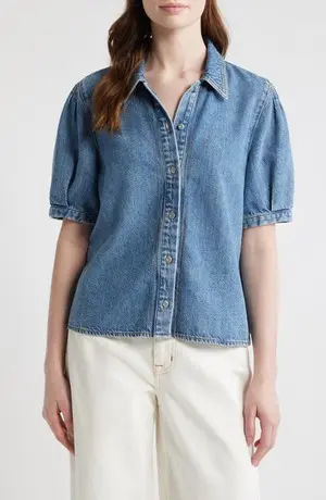 Rag & Bone Featherweight Taylor Short Sleeve Denim Button-up Shirt - Lyon