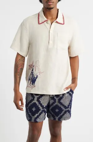 Oas Bronc Girona Short Sleeve Linen Button-up Shirt