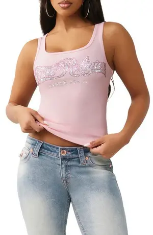 True Religion Crystal Logo Tank Fairytale