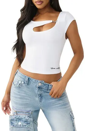 True Religion Cutout Rib T-shirt - Optic White