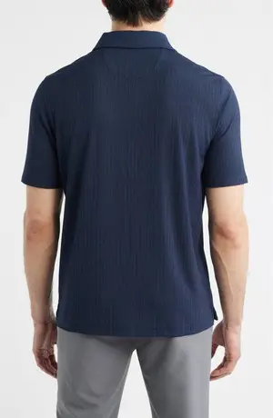 Johnston & Murphy Finn Rib Zip Polo - Navy