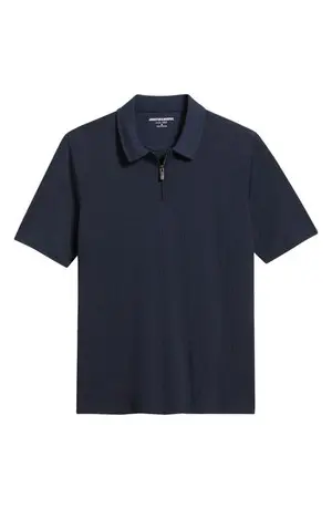 Johnston & Murphy Finn Rib Zip Polo - Navy