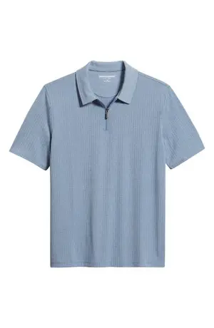 Johnston & Murphy Finn Rib Zip Polo - Blue