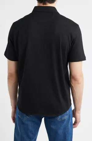 Johnston & Murphy Riley Knit Short Sleeve Button-up Shirt - Black