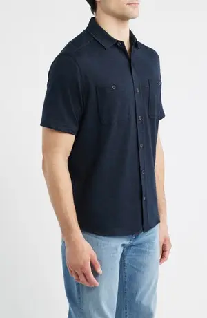Johnston & Murphy Riley Knit Short Sleeve Button-up Shirt