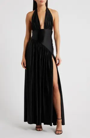 DELFI COLLECTIVE Rae Halter Gown - Black