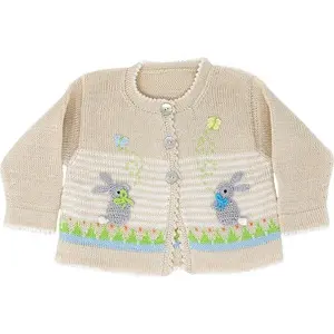 MELANGE COLLECTION Easter Bunny Appliqué Cardigan