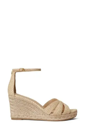 Ralph Lauren Nellie Ankle Strap Wedge Sandal - Natural