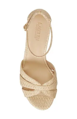 Ralph Lauren Nellie Ankle Strap Wedge Sandal - Natural