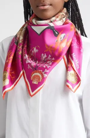 Max Mara Cabinets Of Curiosities Print Silk Twill Square Scarf - Fuchsia
