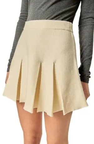 English Factory Pleated Knit Miniskirt