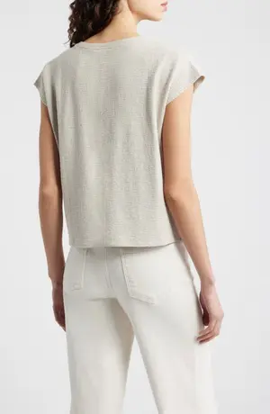Eileen Fisher V-neck Organic Cotton Top - Chalk