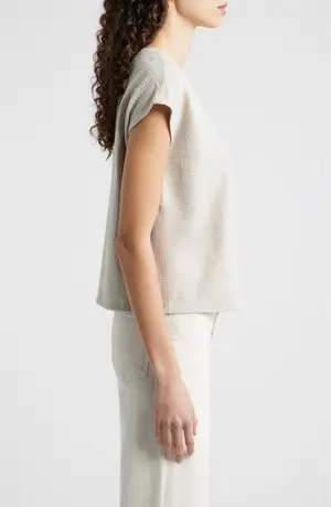 Eileen Fisher V-neck Organic Cotton Top - Chalk