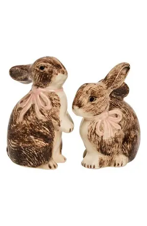 JULISKA Clever Creatures Bunny Salt & Pepper Shakers Set - Walnut