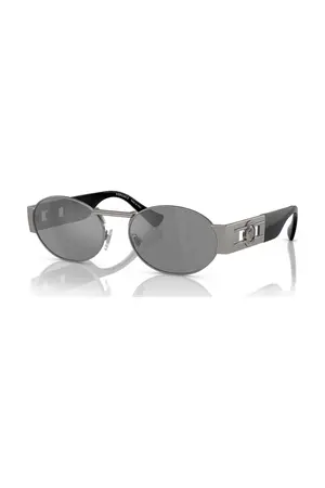 Versace Sunglasses With Metal Frame And Mirror Silver Lens - Grey