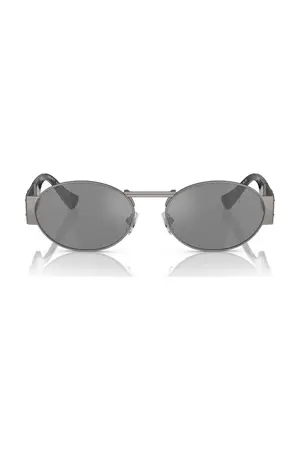 Versace Sunglasses With Metal Frame And Mirror Silver Lens
