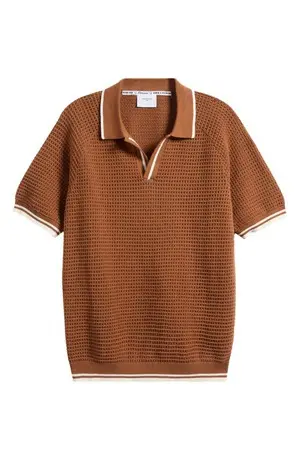 PERCIVAL Tennis Johnny Collar Sweater Polo - Brown