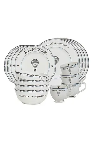 JULISKA L'amour Toujours 16-piece Dinnerware Place Setting - Whitewash/black