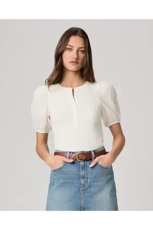Paige Brandy Henley Top - White